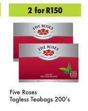 Five Roses Tagless Teabags-For 2 x 200's Pack offer at Game