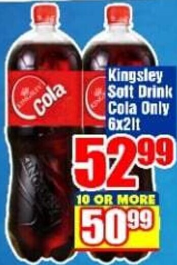 Kingsley Soft Drink Cola Only 6x2lt offer at Three Star Cash and Carry