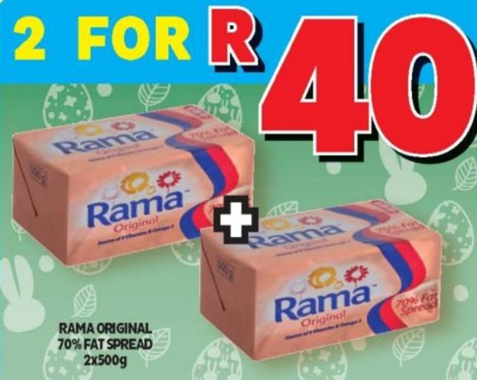 Rama Original 70 Fat Spread 2 X 500g Offer At Usave