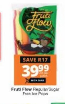 Fruiti Flow Regular / Sugar Free Ice Pops offer at Checkers