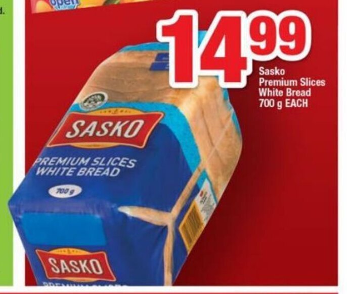 Sasko Premium Slices White Bread 700g each offer at OK Foods