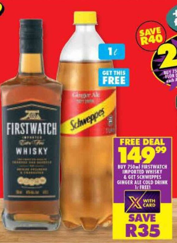 Firstwatch Imported Whisky 750ml offer at Shoprite