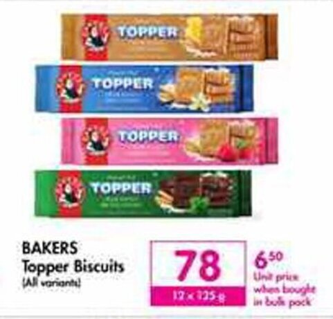Bakers Topper Biscuits (All Variants) 12 x 125g offer at Makro