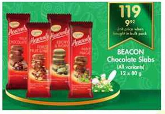 BEACON Chocolate Slabs (All Variants) 12 x 80g offer at Makro