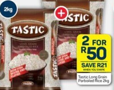 Tastic Long Grain Parboiled Rice 2kg offer at Pick n Pay