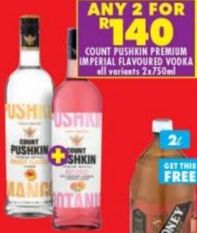 Count Pushkin Premium Imperial Flavoured Vodka 2x750ml offer at ...