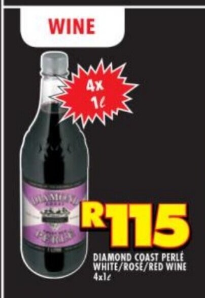 Diamond Coast Perlé White/Rose/Red Wine 4x1L offer at Shoprite Liquor