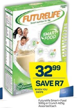 FutureLife Smart+ Food 500g or Crunch 425g offer at Pick n Pay