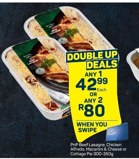 PnP Beef Lasagne, Chicken Alfredo, Macaroni & Cheese or Cottage Pie 300 ...