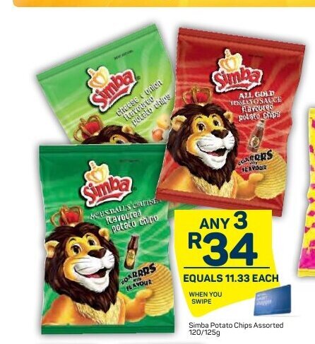 Simba Potato Chips Assorted 120/125g offer at Pick n Pay