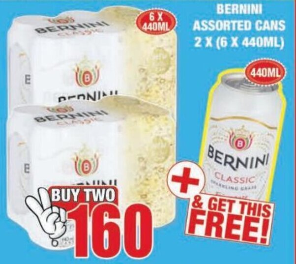 Bernini Assorted Cans 2x6x440ml offer at Boxer Liquors