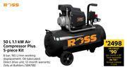 Ross 50L 1.1 KW Air Compressor Plus 5 Piece Kit offer at Builders Warehouse