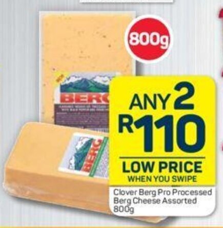 Clover Berg Pro Processed Berg Cheese Assorted 800g offer at Pick n Pay