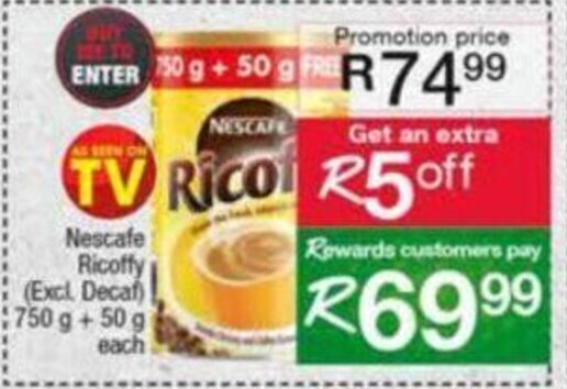 Nescafe Ricoffy 750g+ 50g offer at Spar