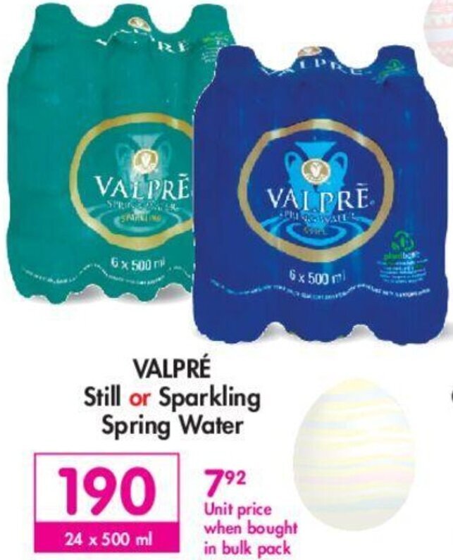 Valpré Sparkling/Still Spring Water 24 x 500ml offer at Makro