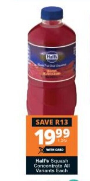 Hall's Squash Concentrate offer at Checkers