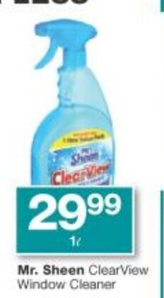 Mr. Sheen ClearView Window Cleaner 1L offer at Checkers
