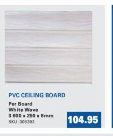 PVC Ceiling Board 3 600x250x6mm offer at Cashbuild
