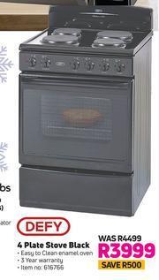 Defy 4 Plate Stove (Black) offer at Game