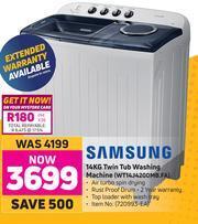 Samsung 14Kg Twin Tub Washing Machine WR14J4200MB.FA offer at Game