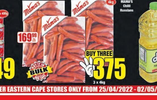 Mama's chilli russians 3 offer at Boxer