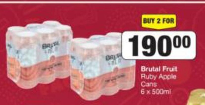 Brutal Fruit Ruby Apple Cans 6 x 500 ml offer at Spar Tops