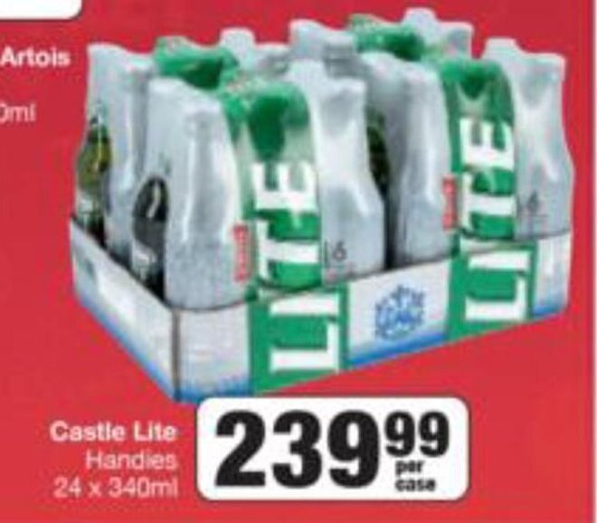 Castle Lite Handies 24 x 340ml offer at Spar Tops