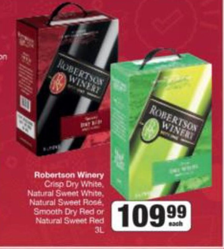 Robertson Winery offer at Spar Tops