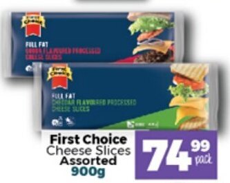 First Choice Cheese Slices Assorted 900g offer at Take 'n Pay