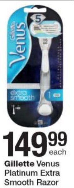 Gillette Venus Platinum Extra Smooth Razor offer at Checkers