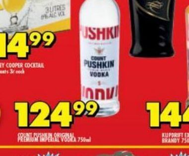 Pushkin vodka offer at Shoprite Liquor