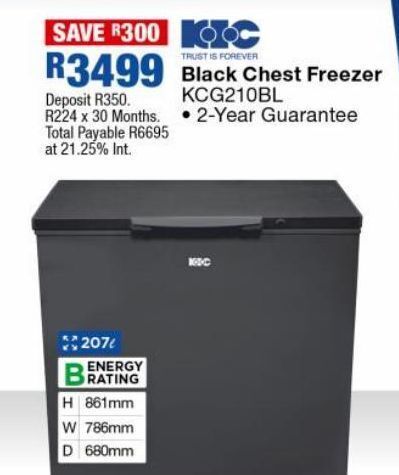 Black chest freezer kcg210bl offer at OK Furniture