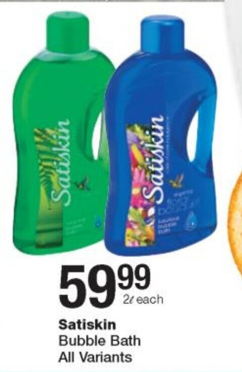 Satiskin Bubble Bath 2L offer at Checkers
