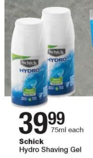 Schick Hydro Shaving Gel 75ml offer at Checkers