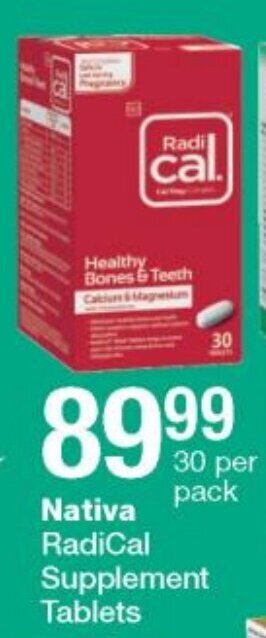 Nativa RadiCal Supplement Tablets 30 per Pack offer at Checkers