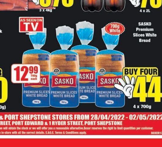 Sasko bread 4 offer at Boxer