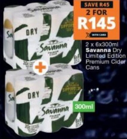 Savanna 2 x 6 x 300ml offer at Checkers Liquor Shop