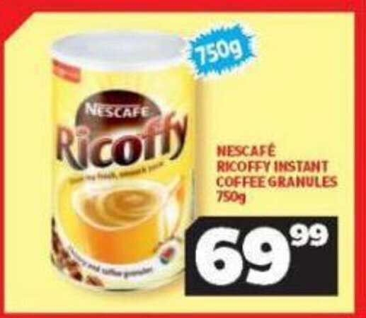 Nescafe Ricoffy Instant Coffee Granules 750g offer at Usave