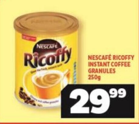Nescafé Ricoffy Instant Coffee Granules 250g offer at Usave