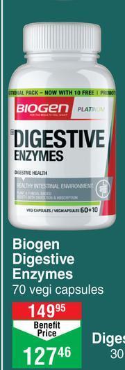 Biogen Digestive Enzymes 70 Vegi Capsules offer at Dis-Chem
