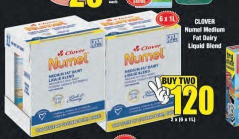Clover numel medium fat dairy liquid blend 2 offer at Boxer