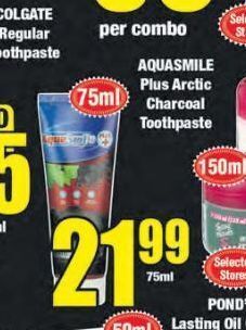 Aquasmile plus acrctic charcoal toothpaste offer at Boxer