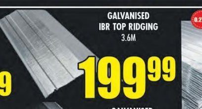 Galvanised ibr top ridging offer at Boxer Build