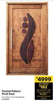 Fireball Pattern Brown Pivot Door-2.1m (h) x 1.2m (w) offer at Builders ...