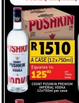 Count pushkin premium imperial vodka 12 offer at Shoprite Liquor