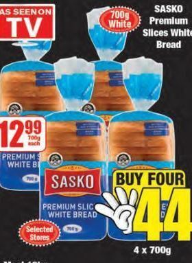 Sasko premium sliced white bread 4 offer at Boxer