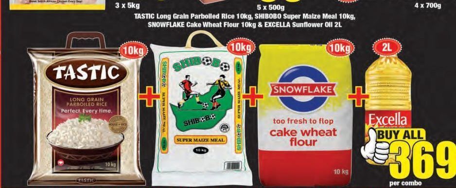 Tastic rice, shibobo maize meal, snowflake flour & excella sunflower ...