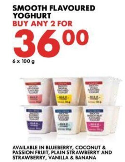 Smooth Flavoured Yoghurt 6 x 100g offer at Woolworths