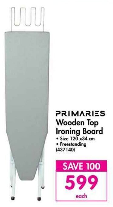 Primaries Wooden Top Ironing Board 120 x 34cm offer at Makro