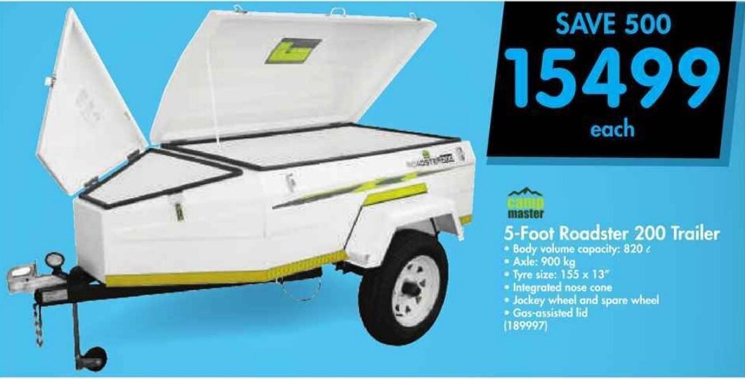 Campmaster 5-Foot Raodster 200 Trailer 900kg offer at Makro
